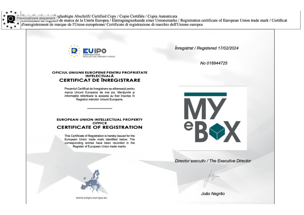 MyEbox Este Marca înregistrată ® EUIPO